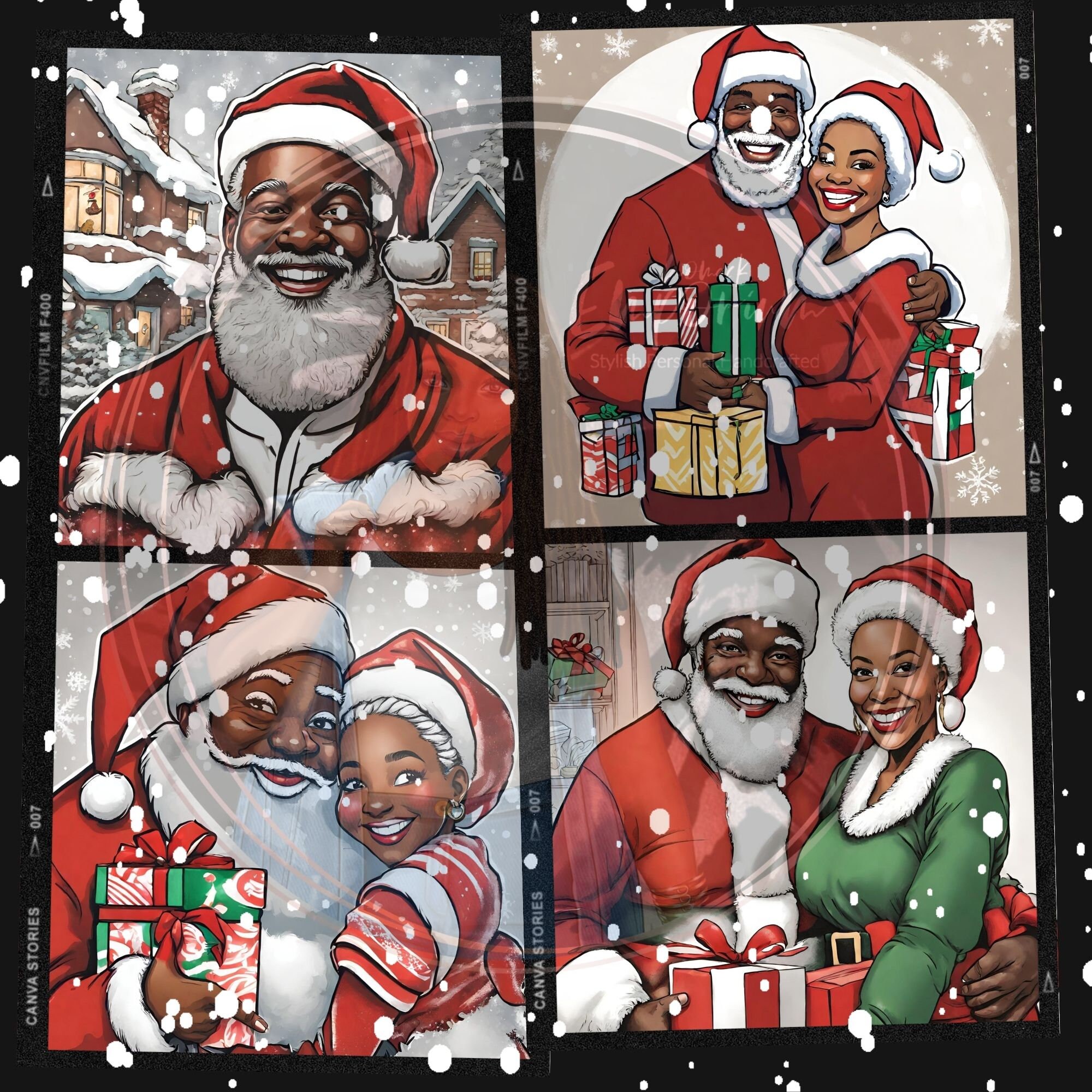 Black Santa Png, African American Christmas Clipart, Watercolor Santa ...