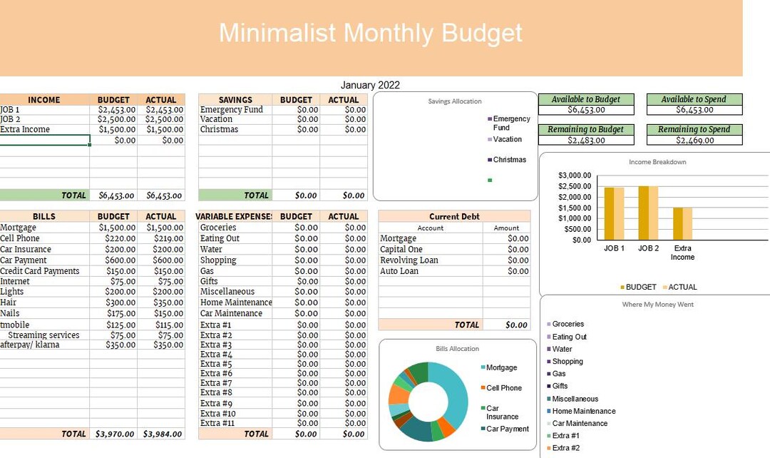 Ultimate Budget Spreadsheet Excel Google Budget Template Monthly Budget ...