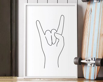 Rock and Roll Line Art - Etsy