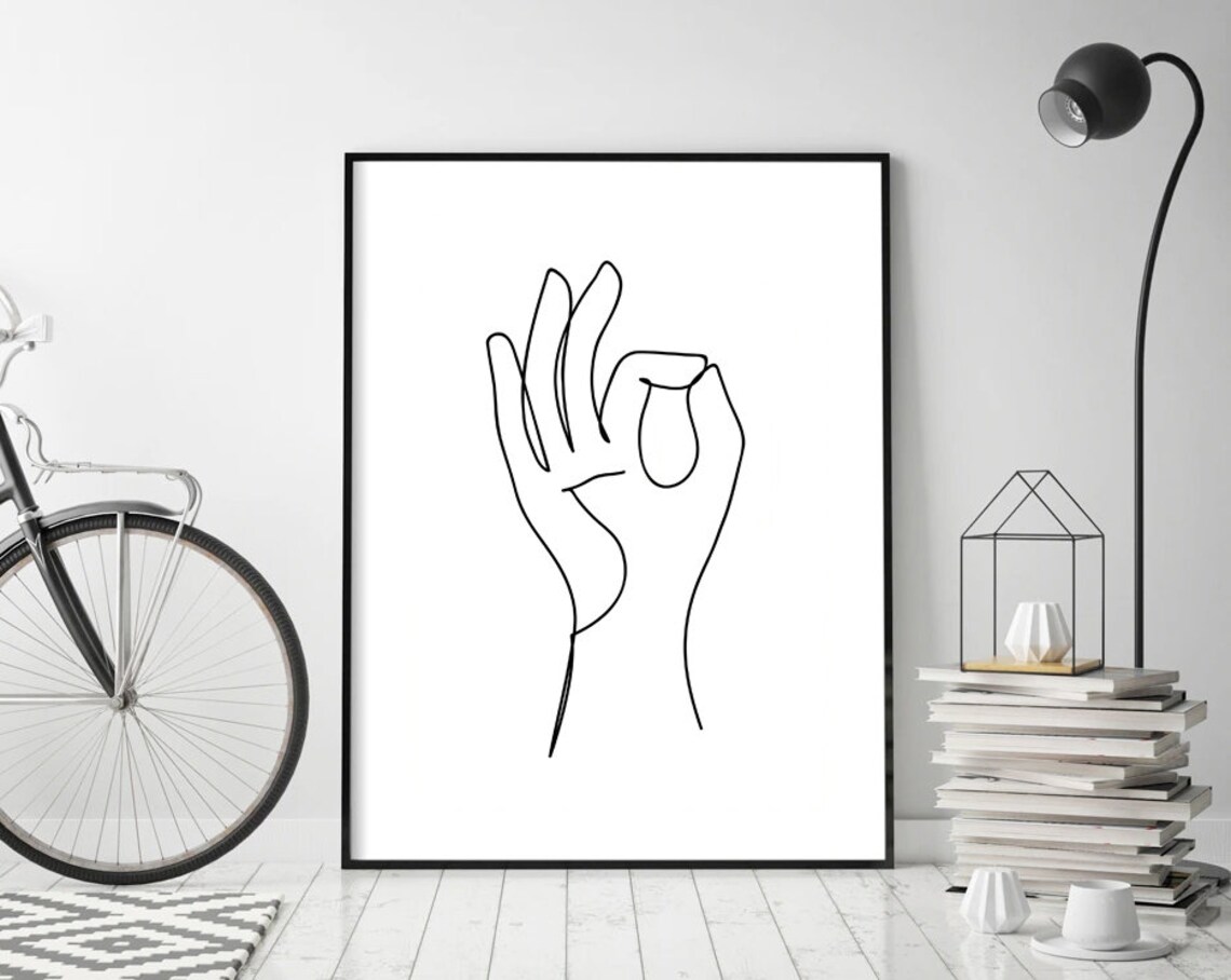 OK Hand Gesture Line Drawing Art Minimalist One Line Drawing - Etsy