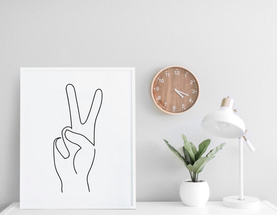 Line Art Hand Print Line Drawing Printable Cool Printable | Etsy