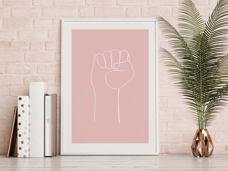 Minimalist Feminist Line Art Printable Female Empowerment Etsy