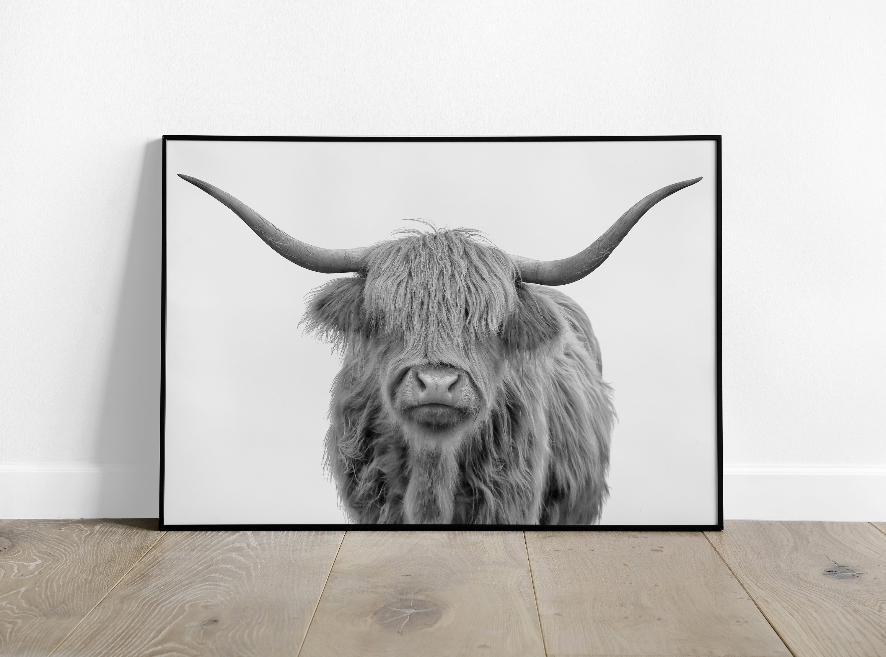 Black and White Bull Print Animal Print Printable Bull - Etsy