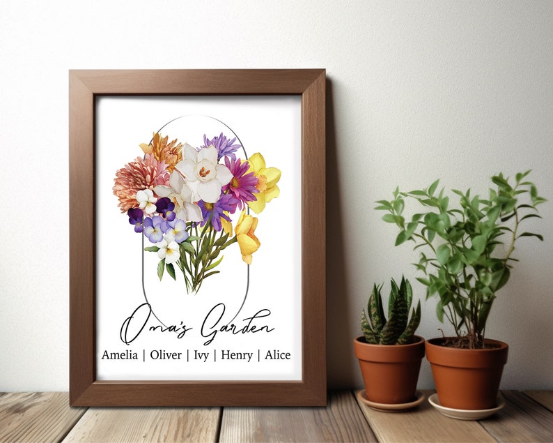Custom Birth Flower Bouquet Printable Personalized Gift Birth Month ...