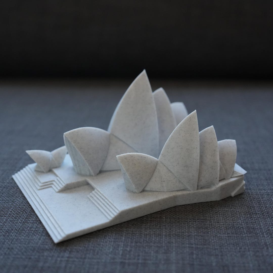 3D Printed Sydney Opera House Model Marble-like PLA Iconic Landmark ...