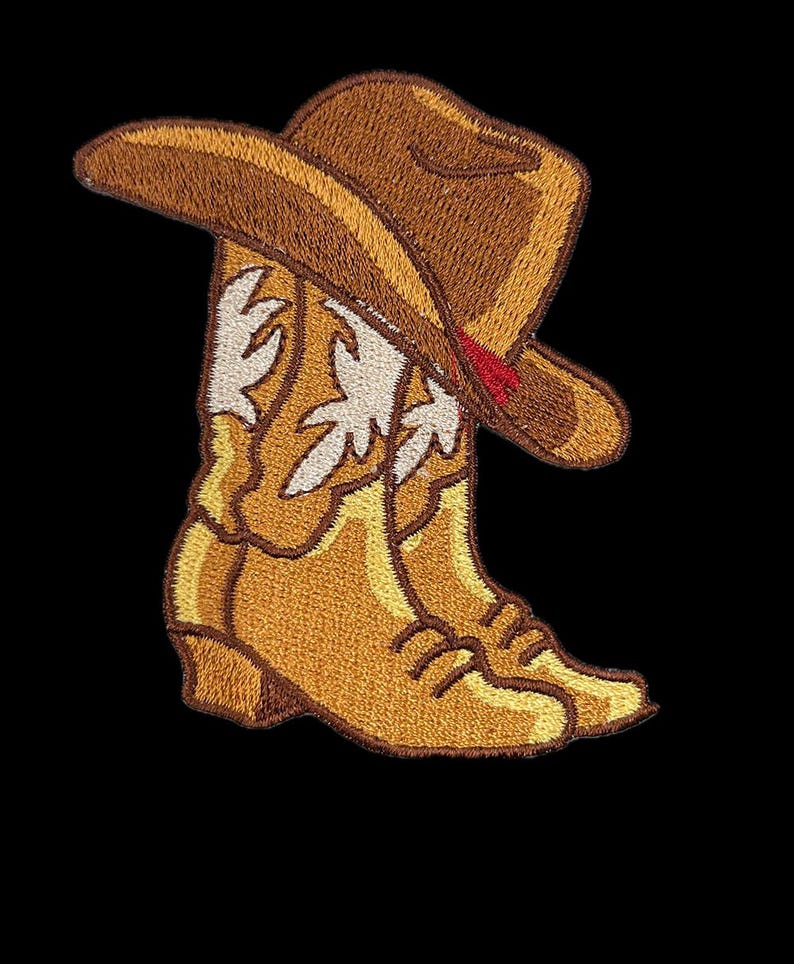 Cowboy Boot Iron on Patch Embroidered. Usa-free Shipping INCLUDED - Etsy
