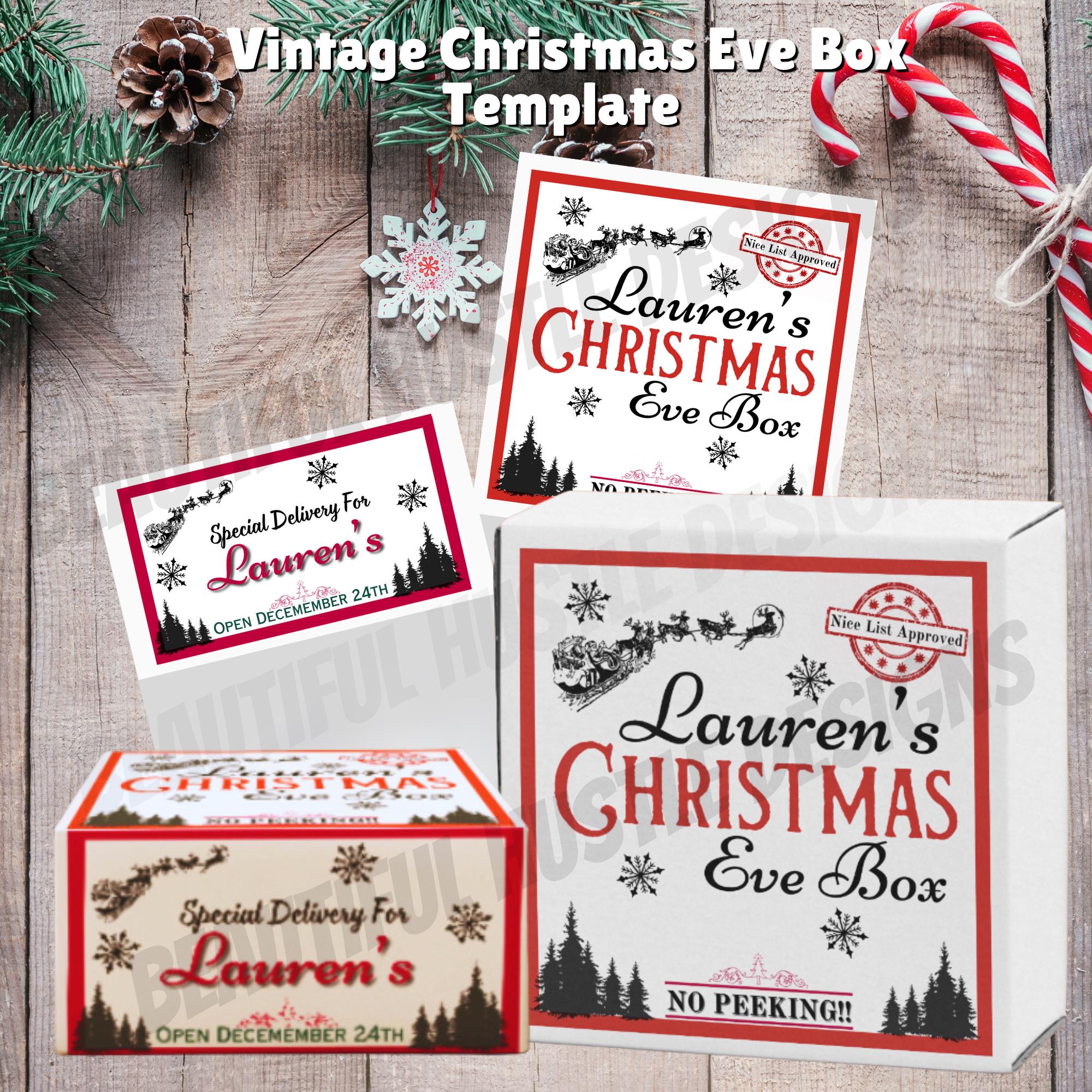 Vintage Christmas Eve Box Label Template: Editable Santa Box (digital ...