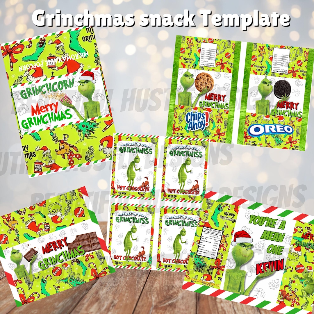 Grinch Snack Template/grinchmas - Etsy
