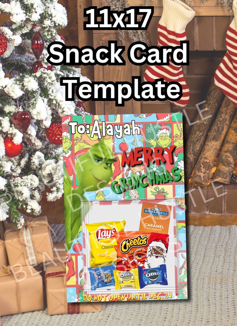 Jumbo Snack Christmas Card Template, Canva - Etsy