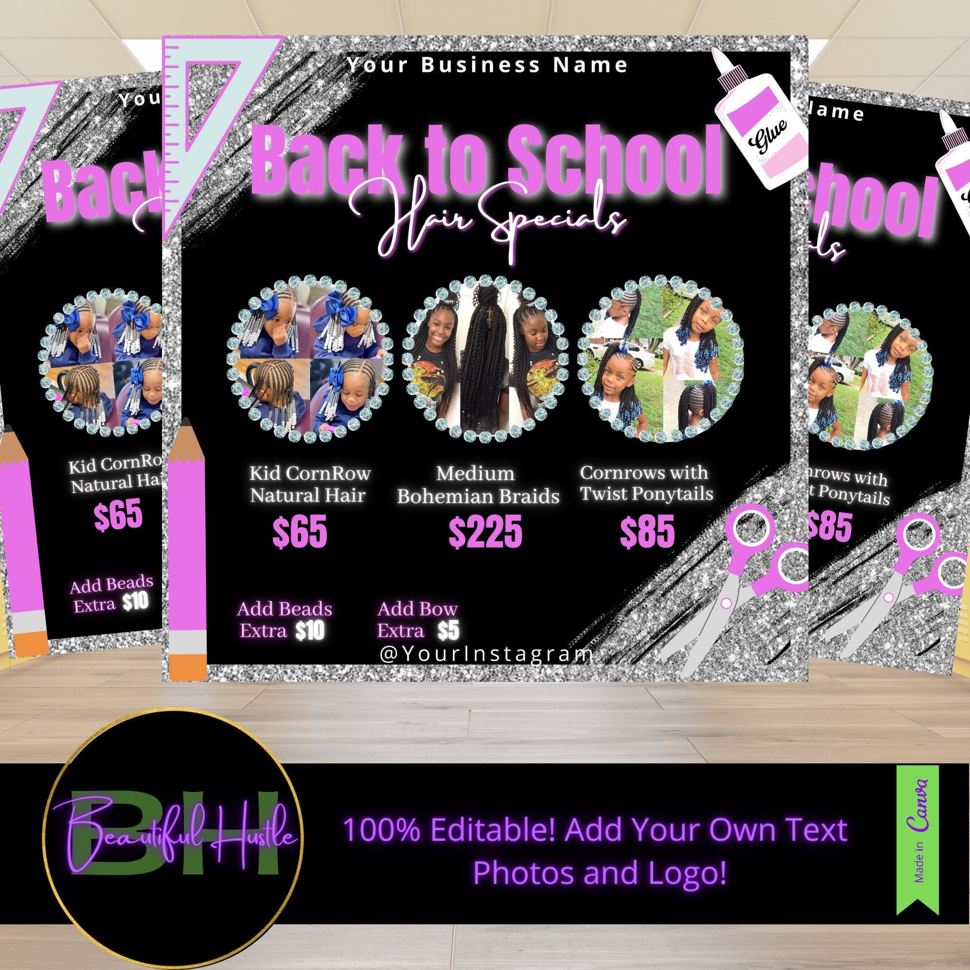 DIY Back to School Flyer Template Hair Braids Back to - Etsy UK