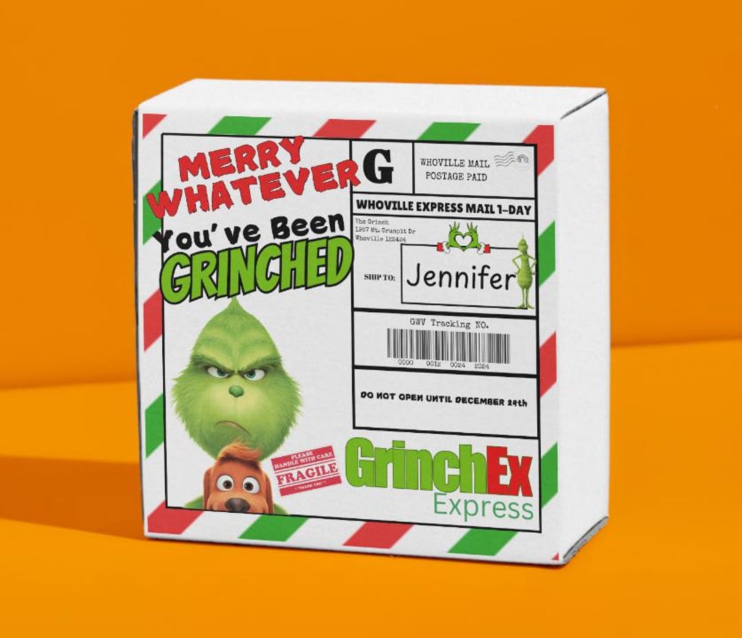 Grinchmas Eve Box Template: Editable Christmas Label (canva) - Etsy