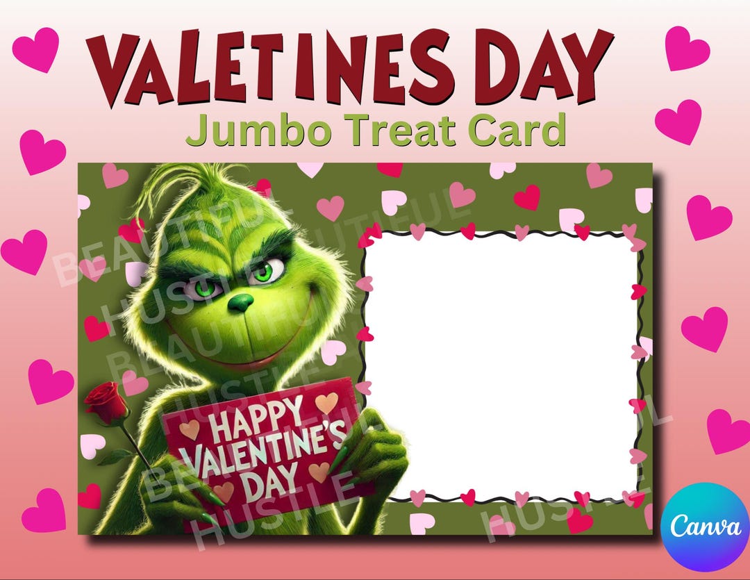 Valentines Jumbo Card, Grinch Valentines, Jumbo Card - Etsy