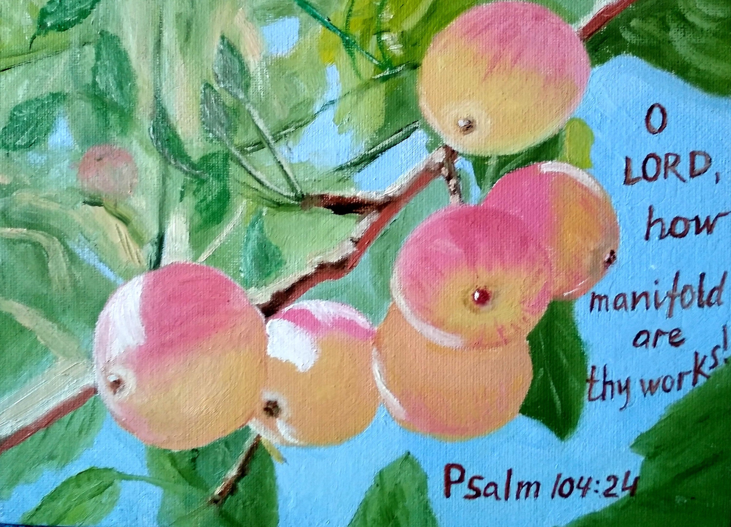 Bible Verse Original Art Psalm 104 Apples on Canvas Christian | Etsy