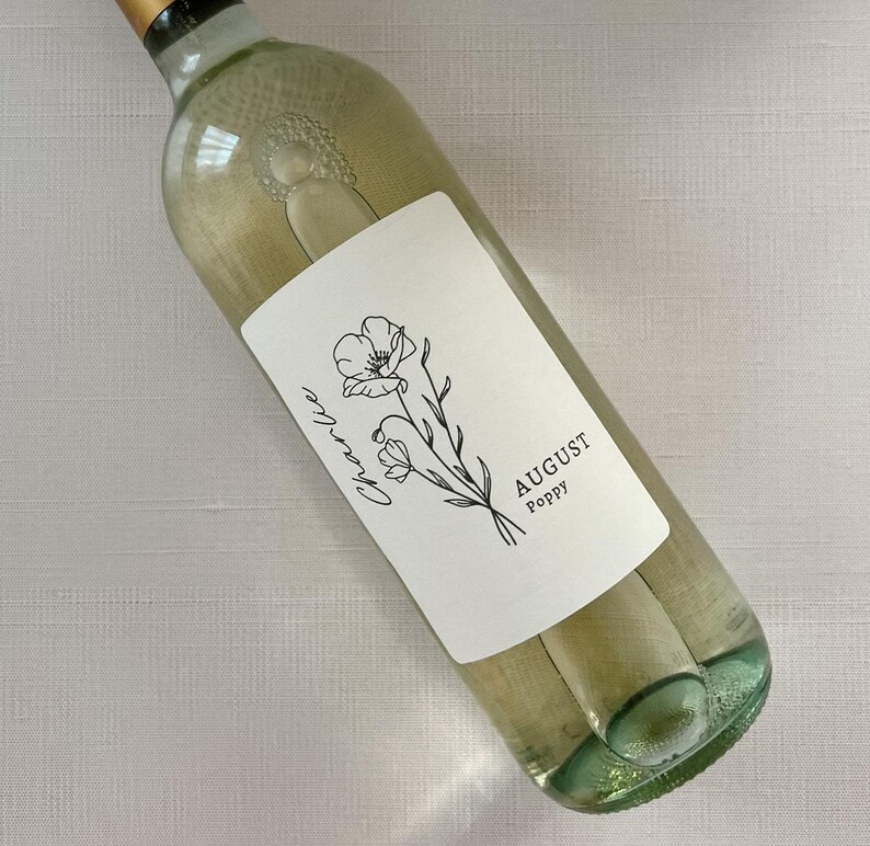 Birthday Month Flower Wine Label - Etsy
