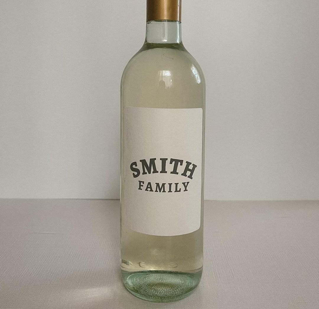 Last Name Family Wine Label - Etsy