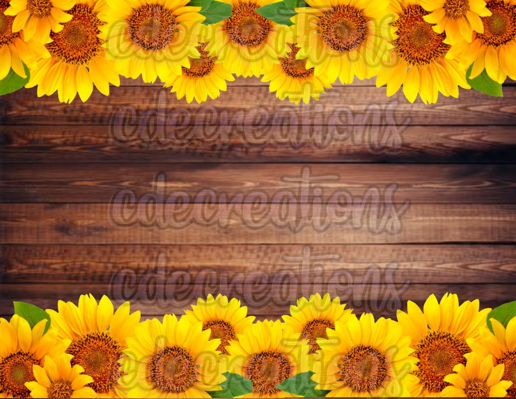 Sunflower Border Frame on Dark Wood Plank Rustic Sunflowers Country ...
