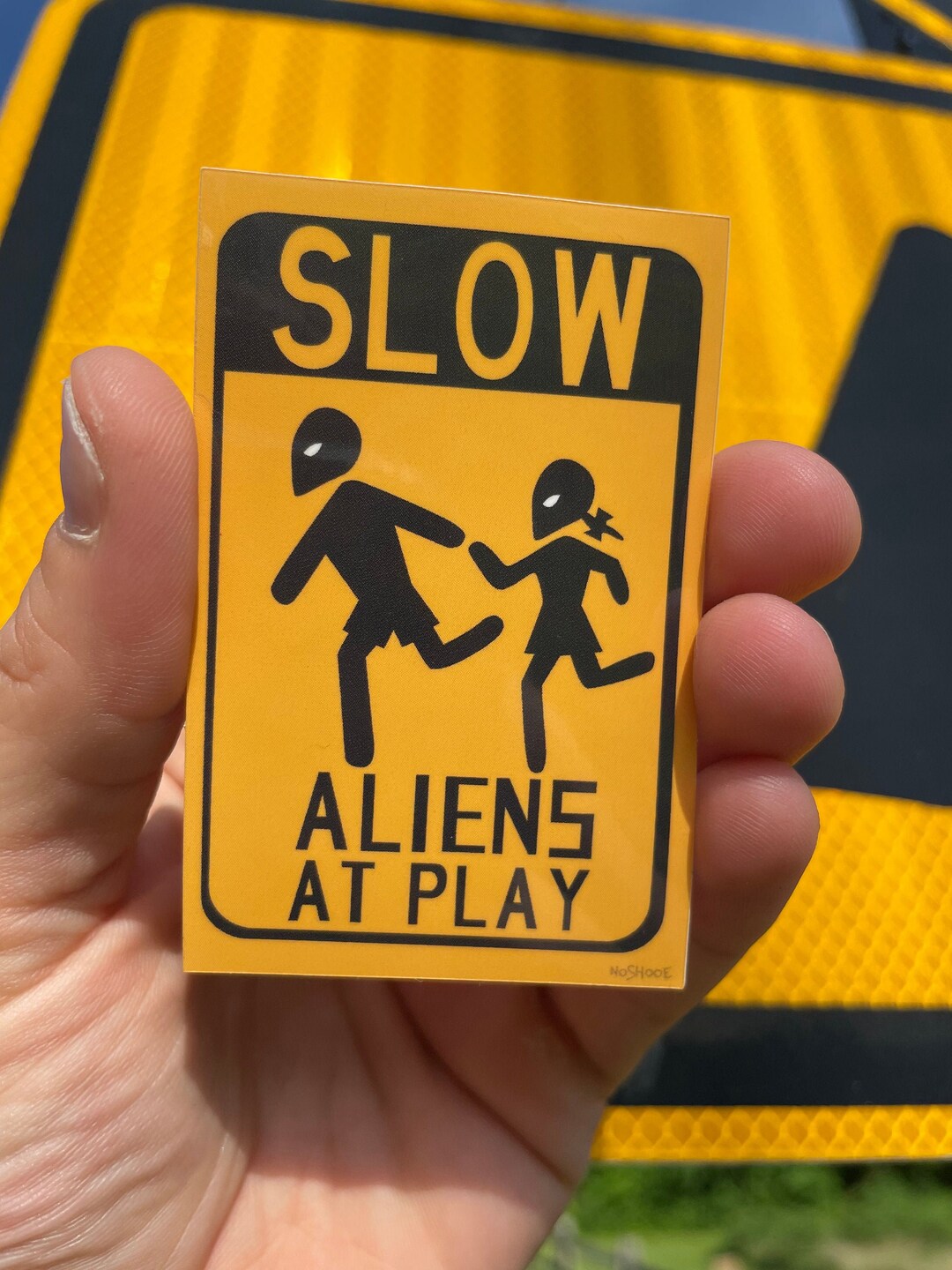 Aliens at Play Sign Vinyl Sticker - Etsy
