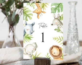Safari Table Number Cards - Etsy