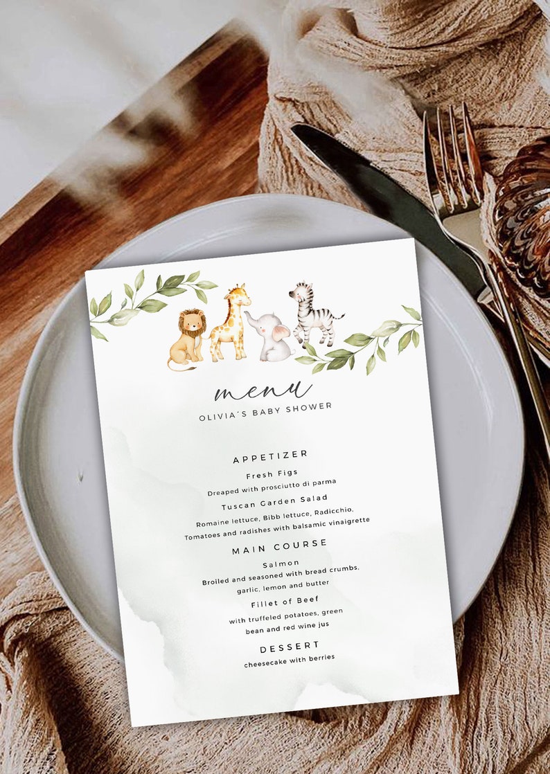 Baby Shower Menu Template 5x7 Editable Baby Shower Menu - Etsy