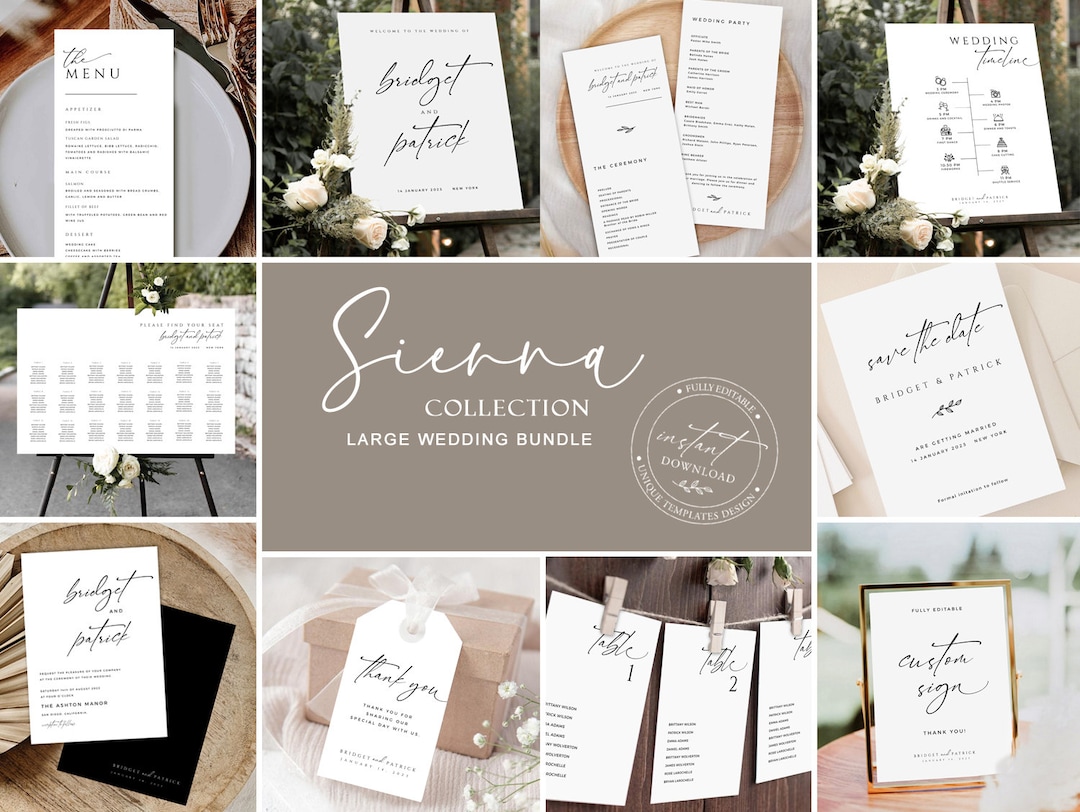 Editable Modern Wedding Bundle Modern Minimalist Wedding - Etsy
