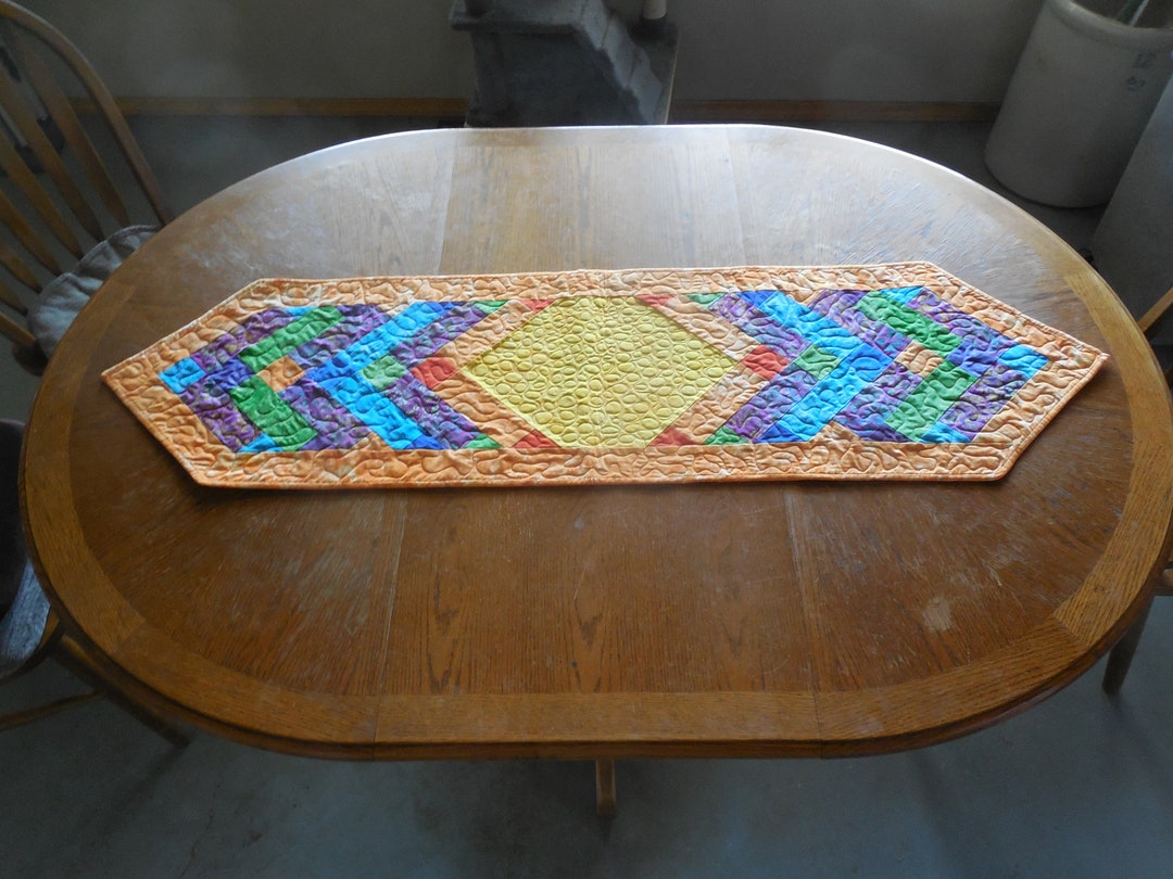 Bright Batik Quilted Table Runner 54" X 15" - Etsy