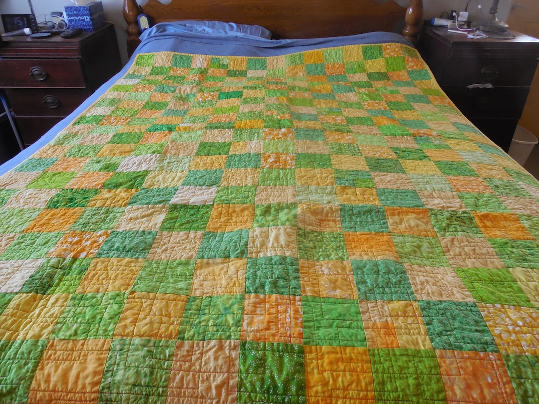 Color Block Quilt - Yellow and Green - Etsy