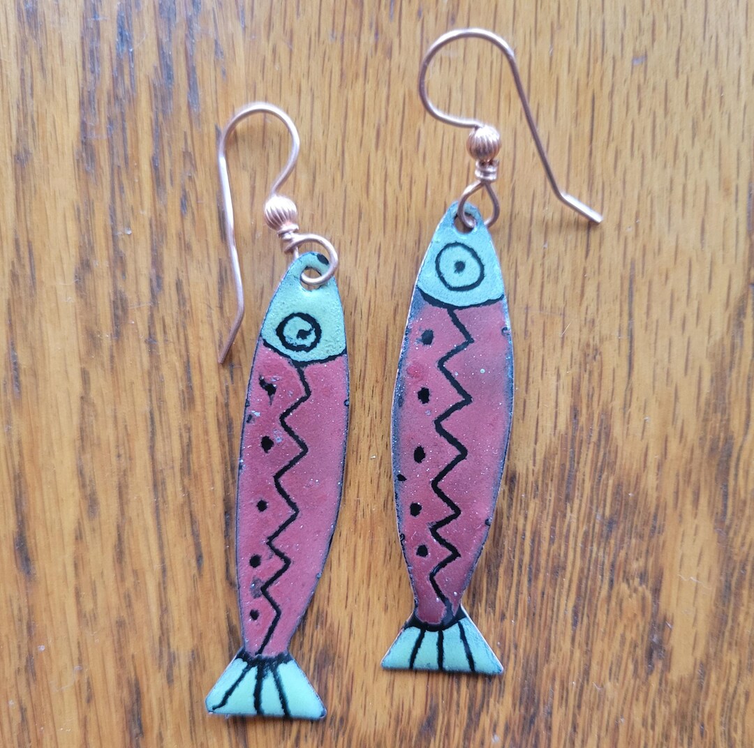 Salmon Earrings - Etsy