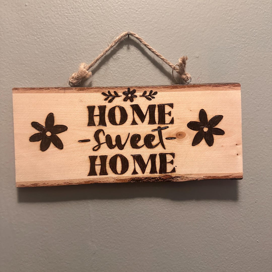 Home Sweet Home Pyrography Wood Slice Hanging Wall Decor Elegant Door ...