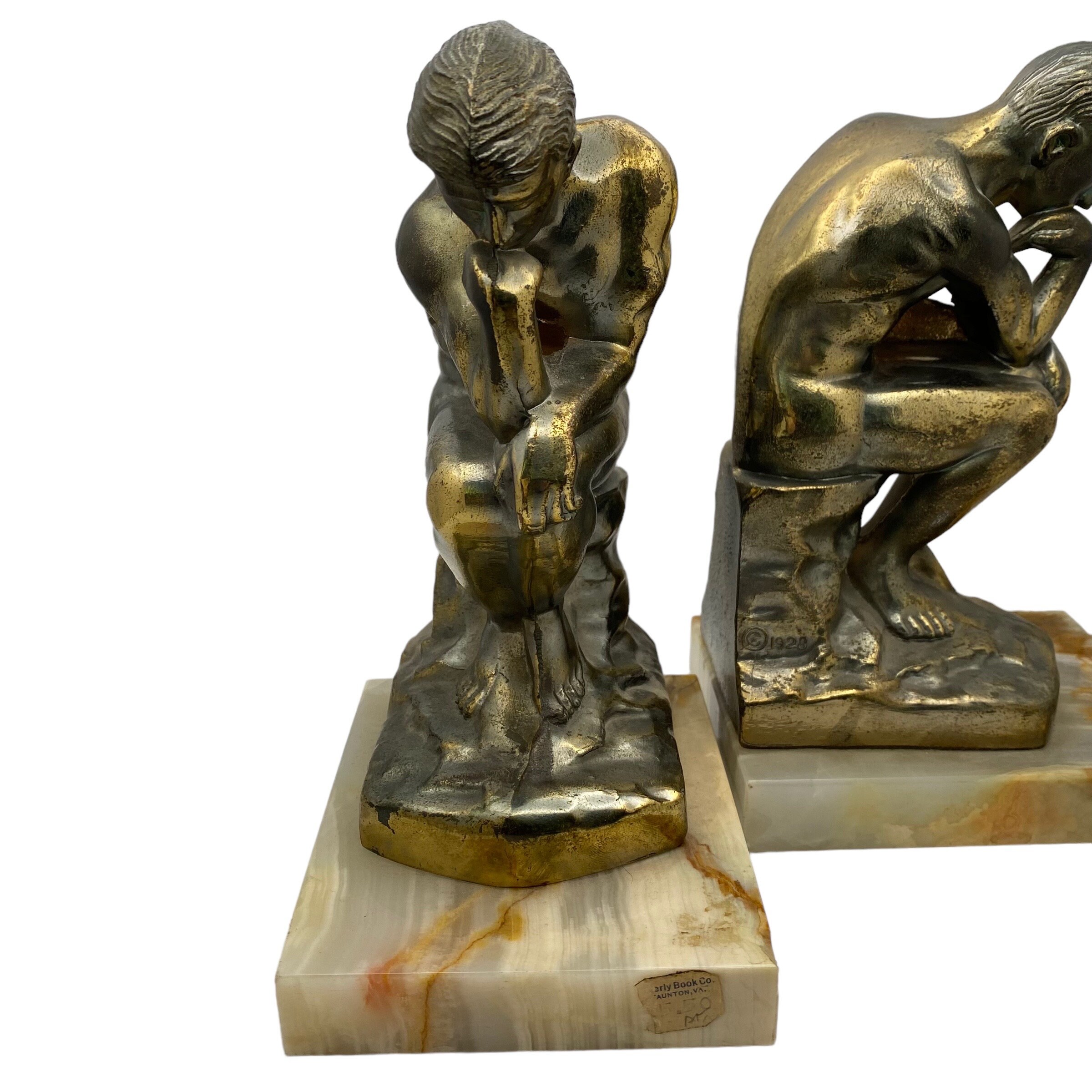 Vintage 1928 Bronze Thinking Man Bookends - Etsy