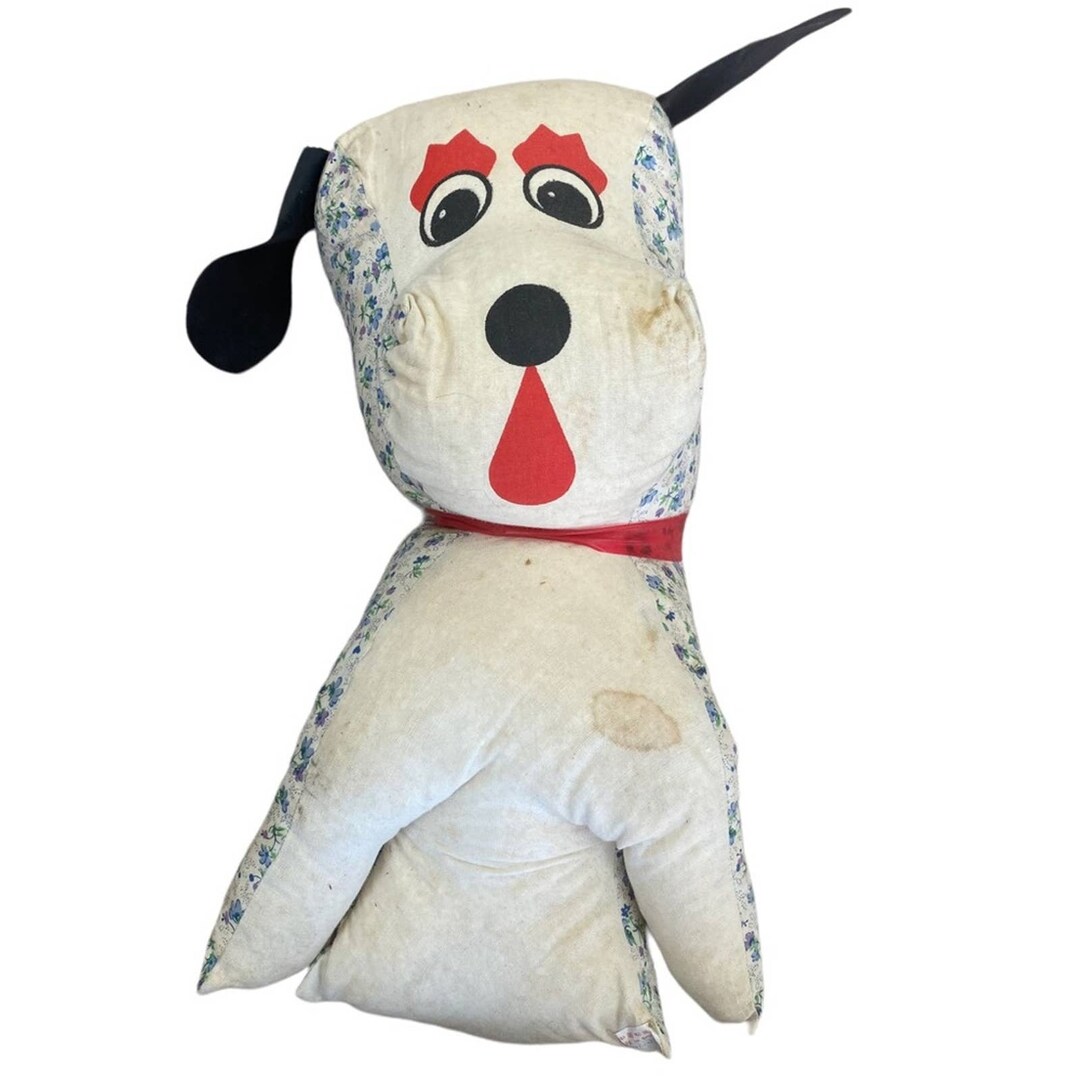 Vintage Stuffed Dog Carnival State Fair Prize Plastic Ears Collar ...