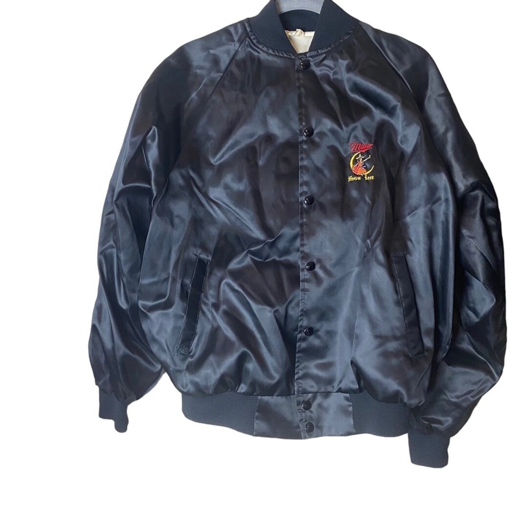 Vintage 80s Nylon Miller High Life Beer Bomber Jacket Size Large - Etsy