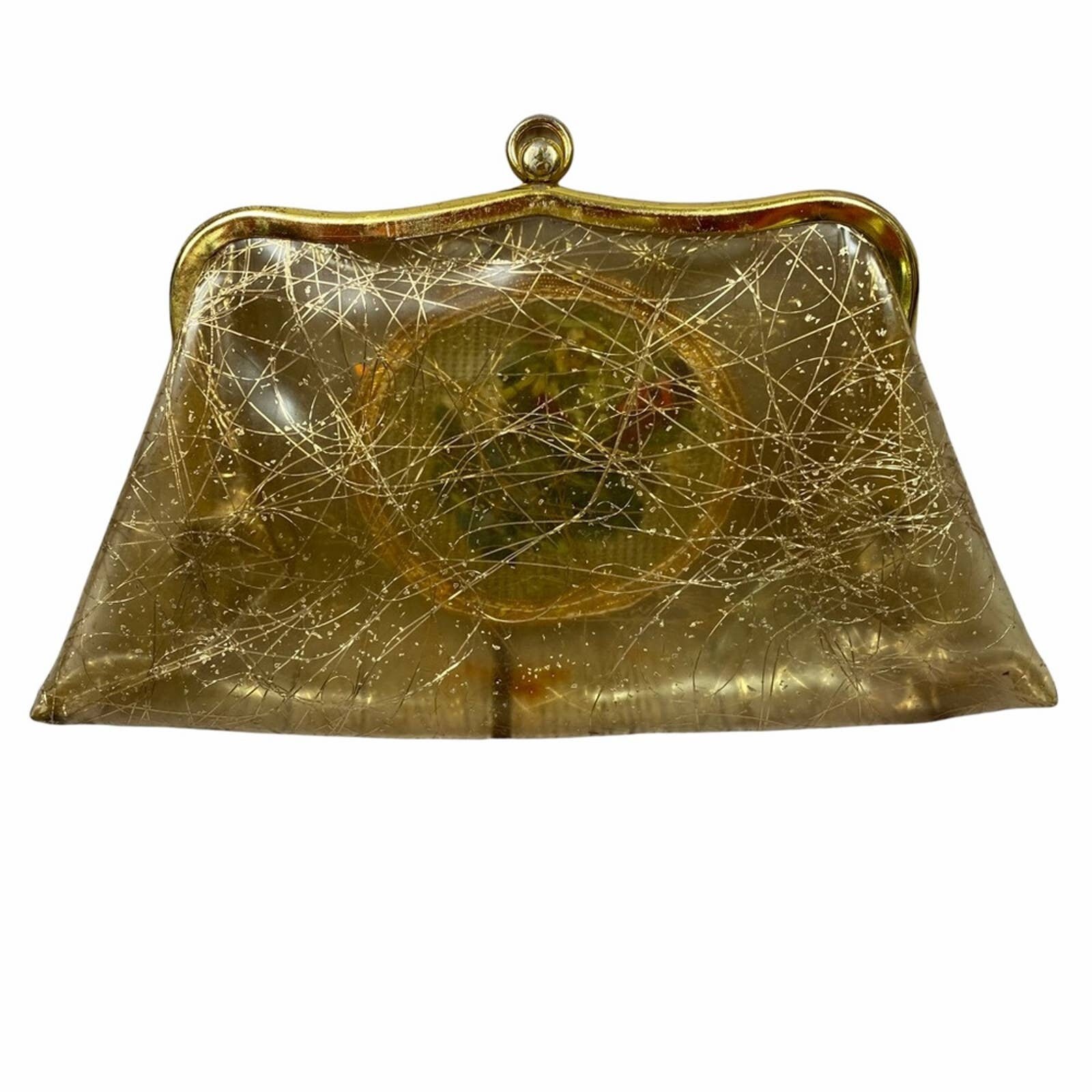 Vintage Clear Plastic Gold Inlay Embroidered Purse - Etsy