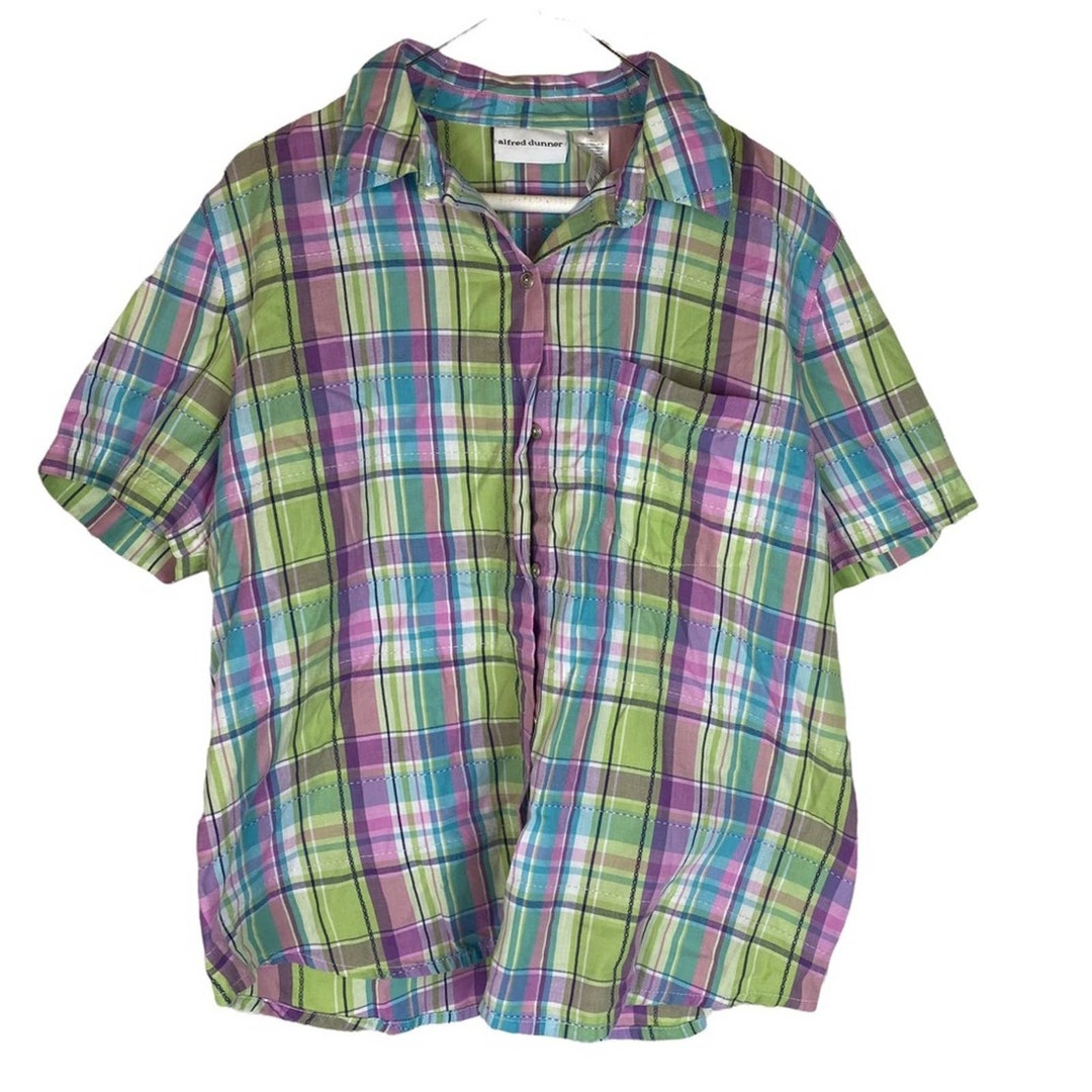 Vintage Alfred Dunner Pastel Check Plaid Button Top Size 16 - Etsy