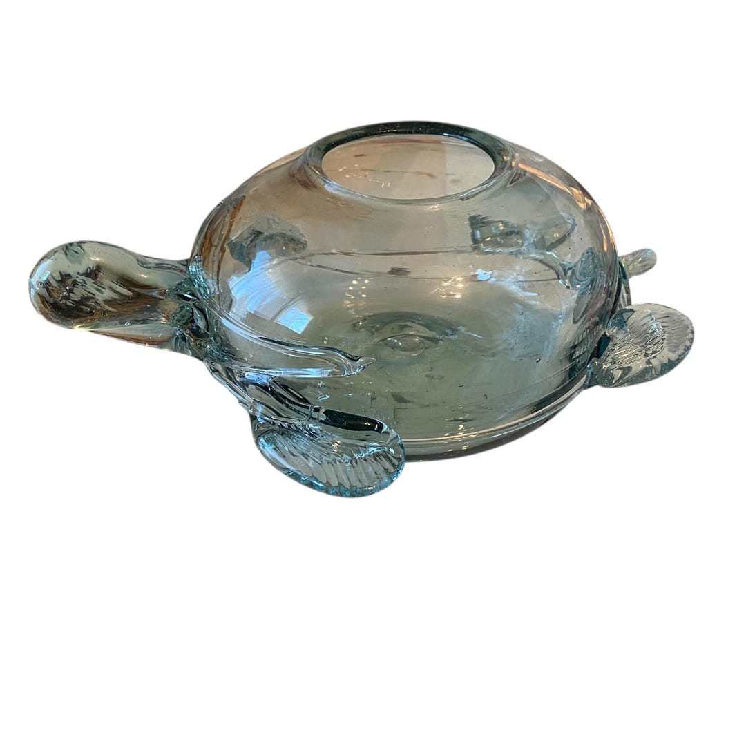 Turtle Bowl Hand Blown Glass Terrarium Fishbowl 13" Long Blenko? - Etsy