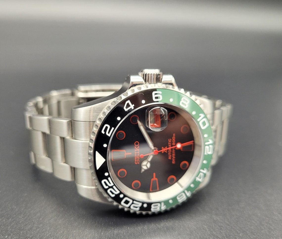 Mens Seiko Watch Mod Sprite Mods Watches Black / Red Dial - Etsy