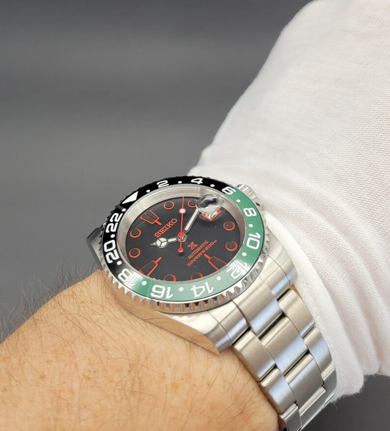 Mens Seiko Watch Mod Sprite Mods Watches Black / Red Dial - Etsy