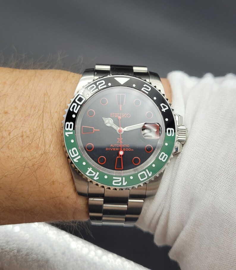 Seiko Watch Mod Seiko Sprite Mod Watches Black / Red Dial - Etsy