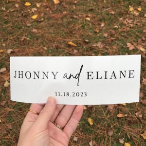 Custom Names and Date Vinyl Decal, Personalized Names Decal, Wedding ...