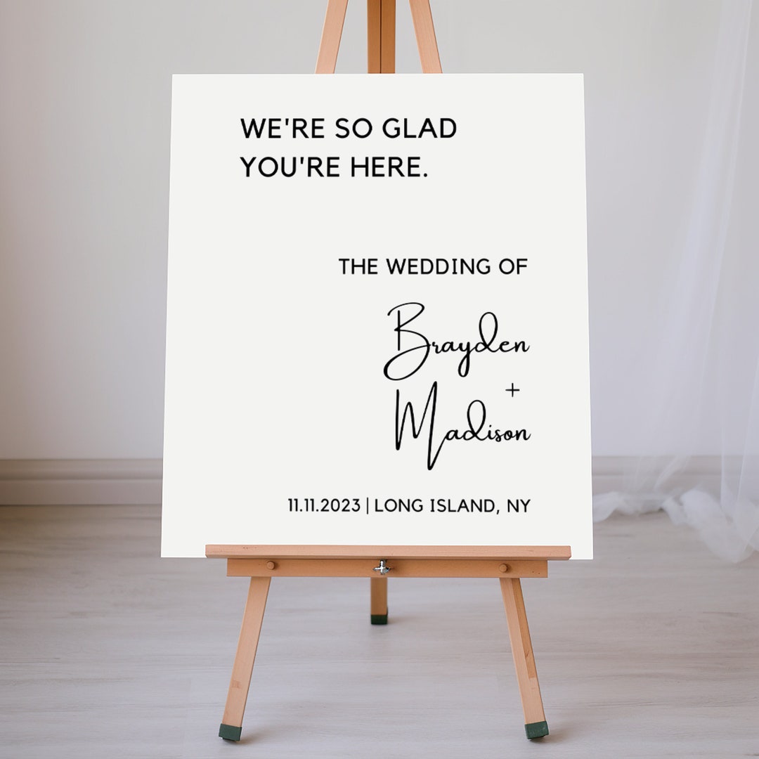 We're so Glad You're Here Wedding Sign Vinyl Decal - Etsy