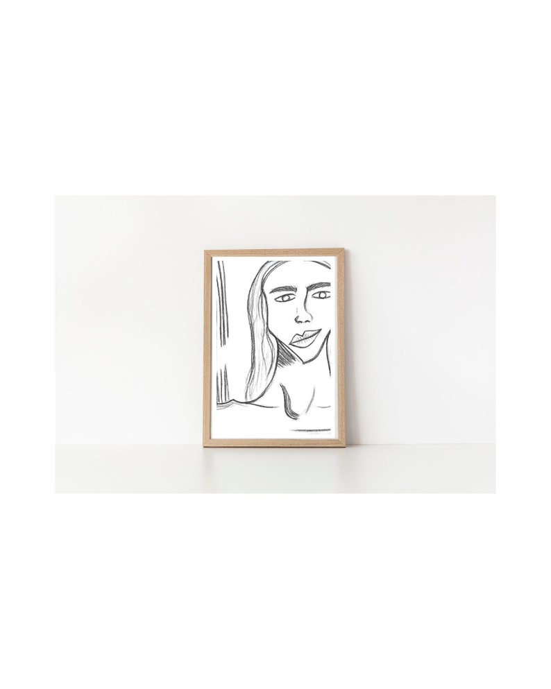 Digital Download, Line Art Woman, Charcoal Line Drawing, Fine Art Nude ...