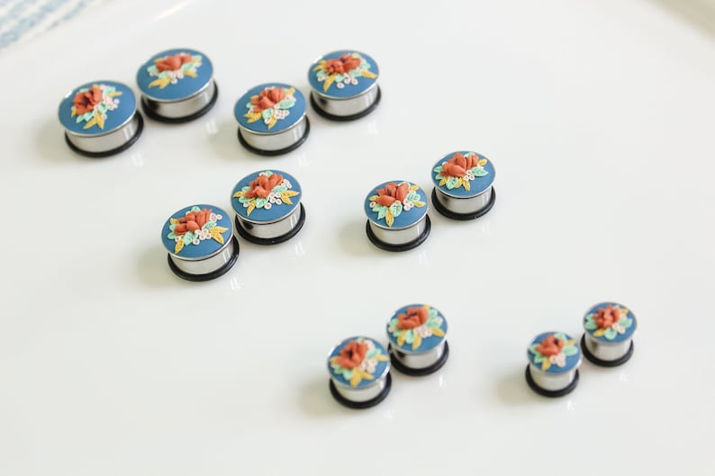 Stainless Steel Plugs Polymer Clay Gauges Single Flare Ear - Etsy