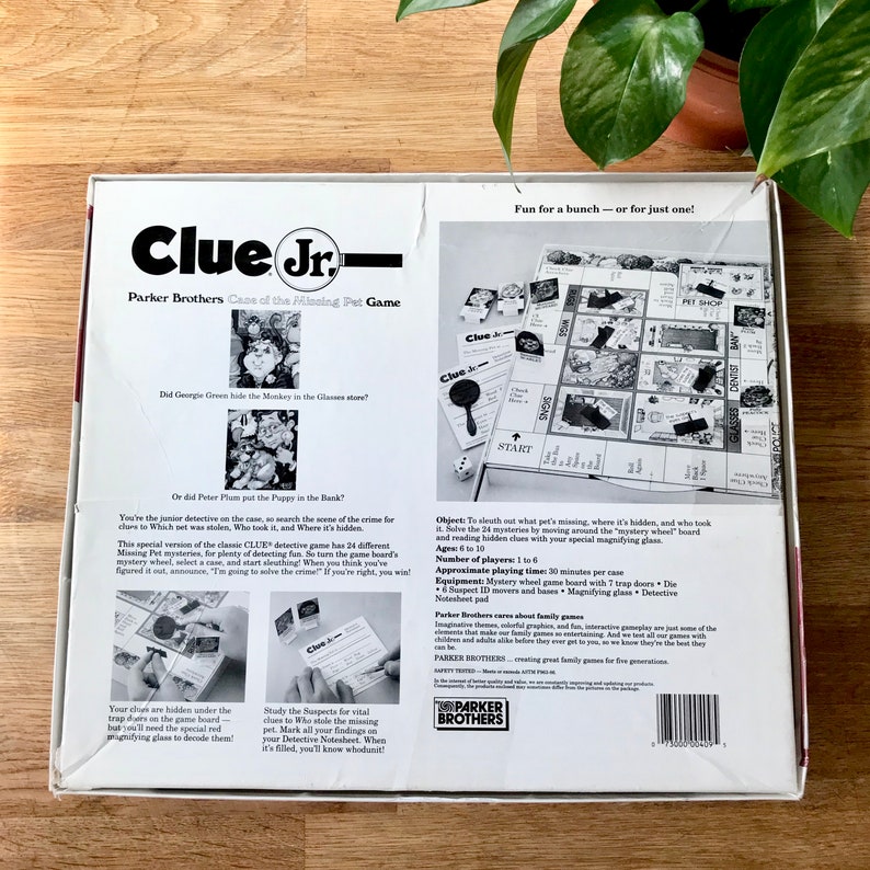 Clue Jr 1989 Case of the Missing Pet Parker Brothers Board - Etsy