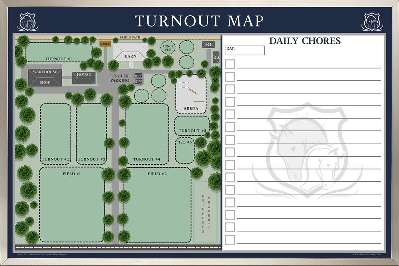 Custom Equestrian Turnout Map Dry Erase Board - Horse Farm Map - Etsy