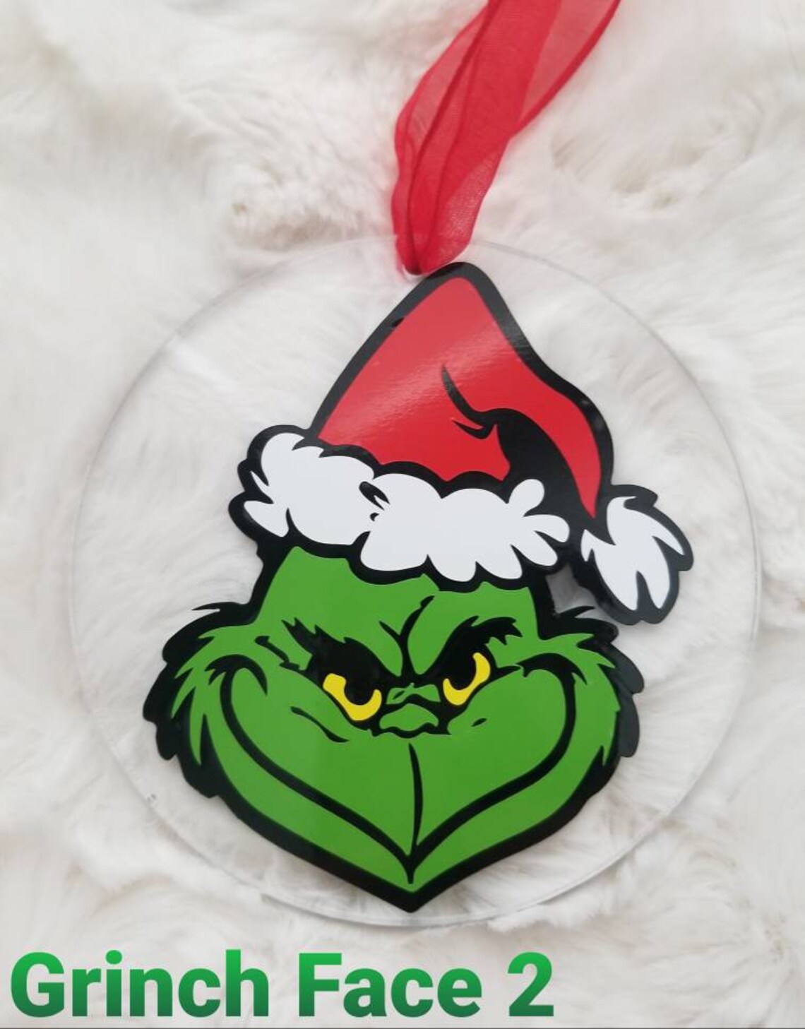 Grinch Ornaments Glitter Grinch Face Ornament Acrylic | Etsy