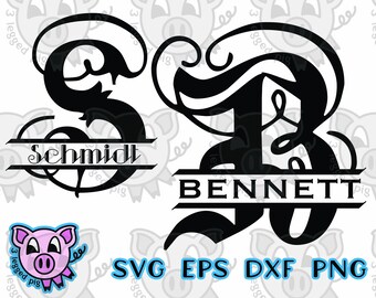 Monogram Name Plate Cut Files Split Monogram Alphabet | Etsy