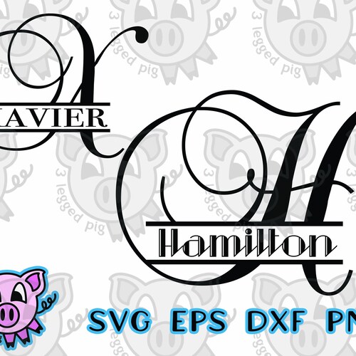 Monogram Name Plate Cut Files Split Monogram Alphabet - Etsy