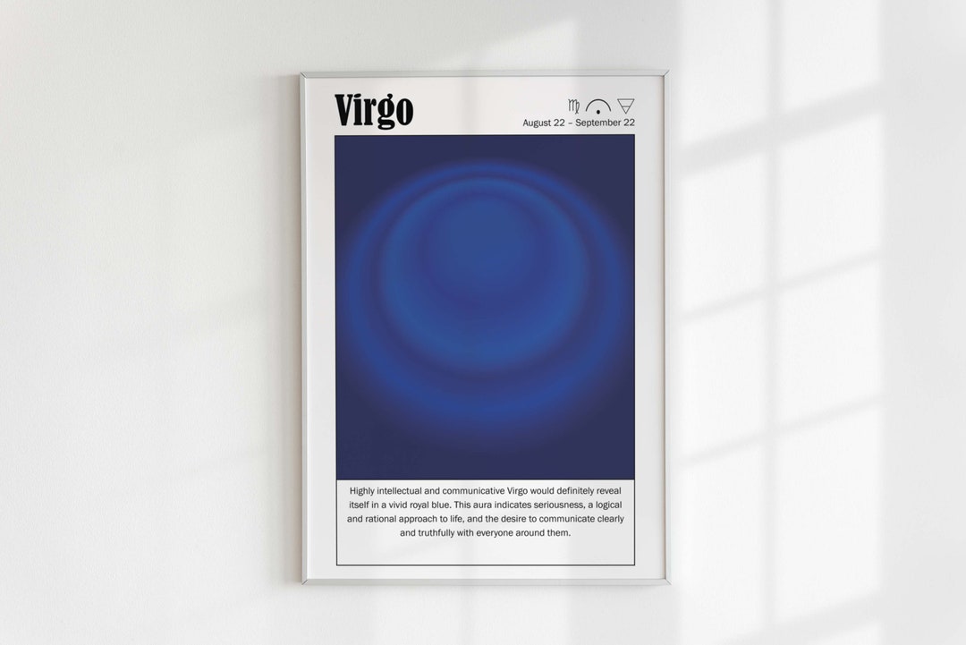 Virgo Poster Zodiac Sign Print Astrology Star Sign Art Virgo Royal Blue ...