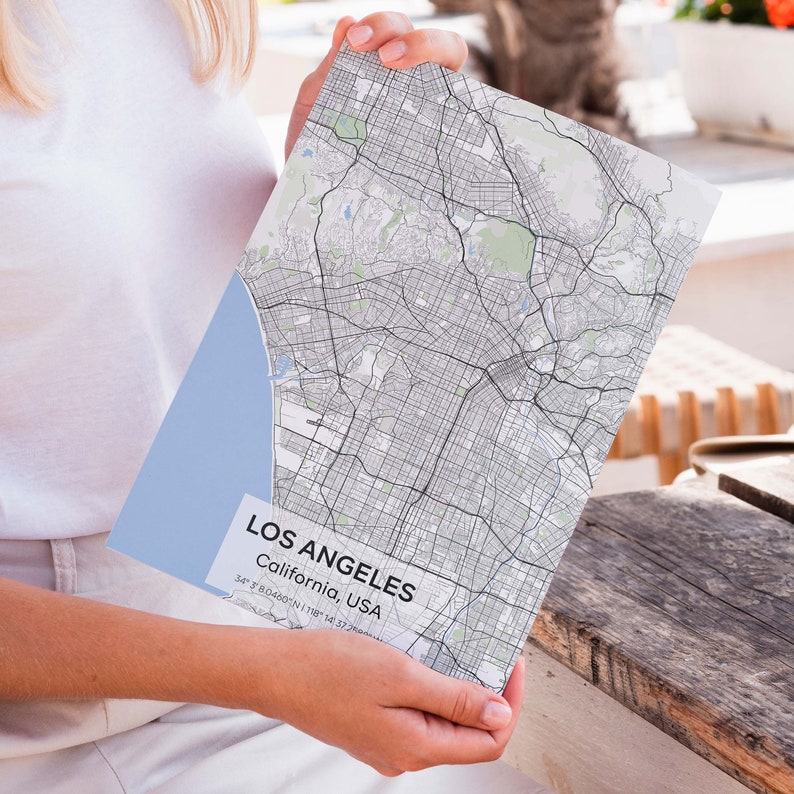 Los Angeles Map Print Printable California Map Poster Digital Download ...