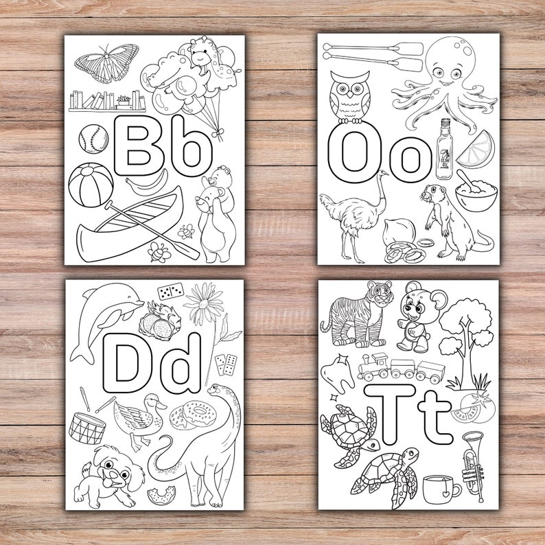 36 Alphabet + Numbers Coloring Pages for Kids Homeschool Preschool ...