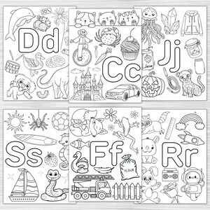 26 Alphabet Coloring Printable Flashcards Pages Bundle for Kids - Etsy